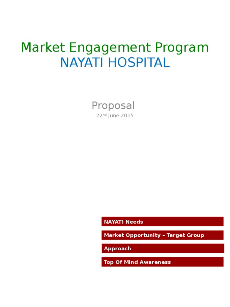 Market Engagement Program: Nayati Hospital | PDF | Target Corporation | Target Audience