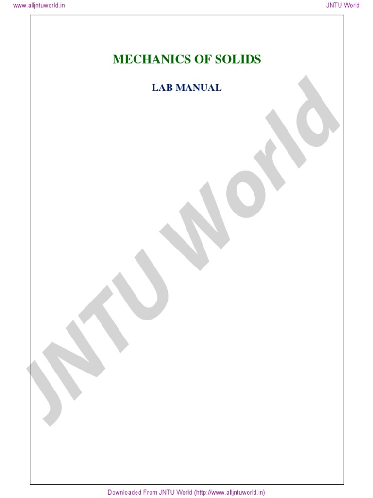 Mechanics of Solids Lab Manual | PDF | Deformation (Engineering ...