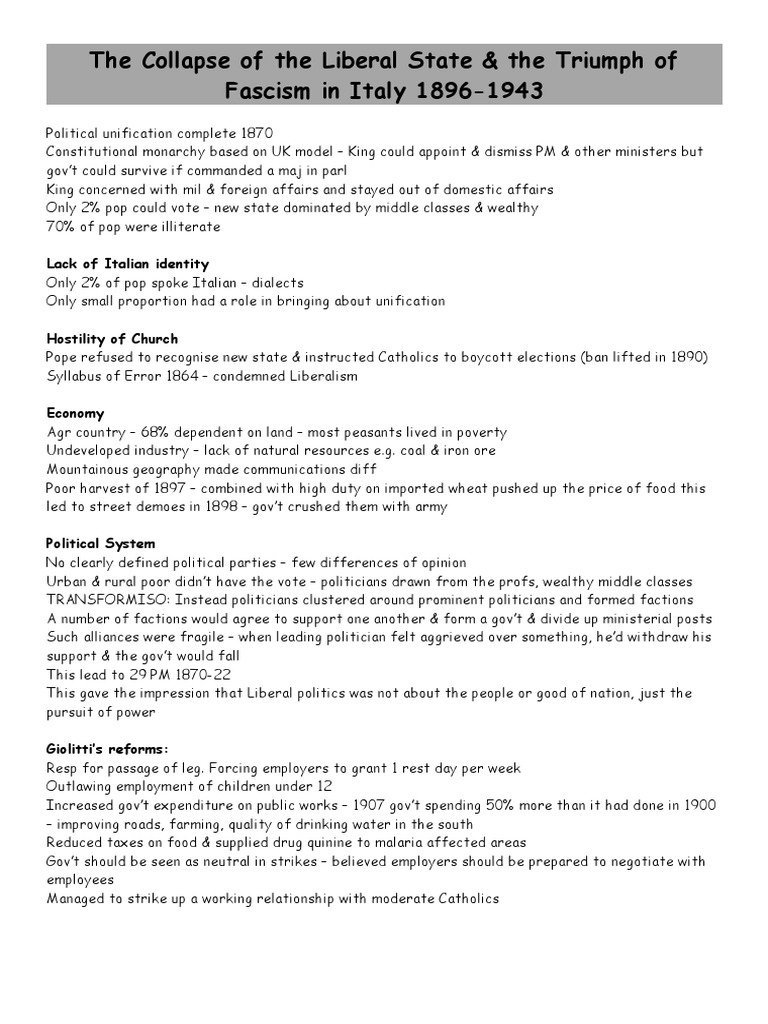 Mussolini Notes | PDF | Fascism | Benito Mussolini