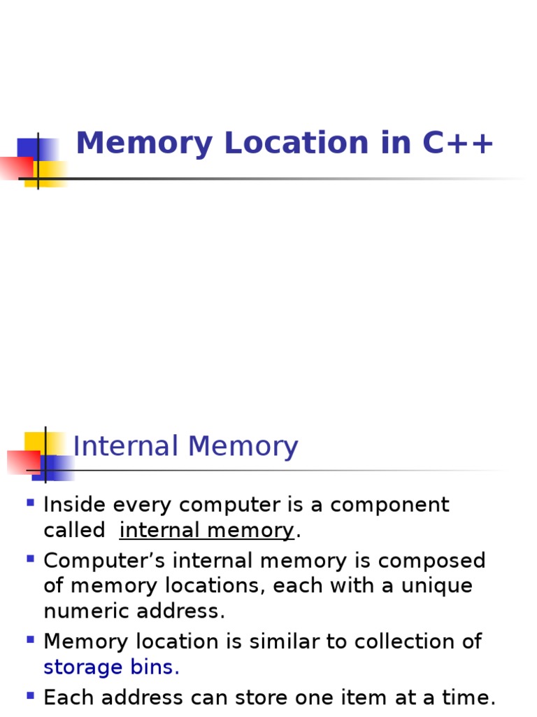 Memory Location in C++ | PDF | Data Type | Boolean Data Type