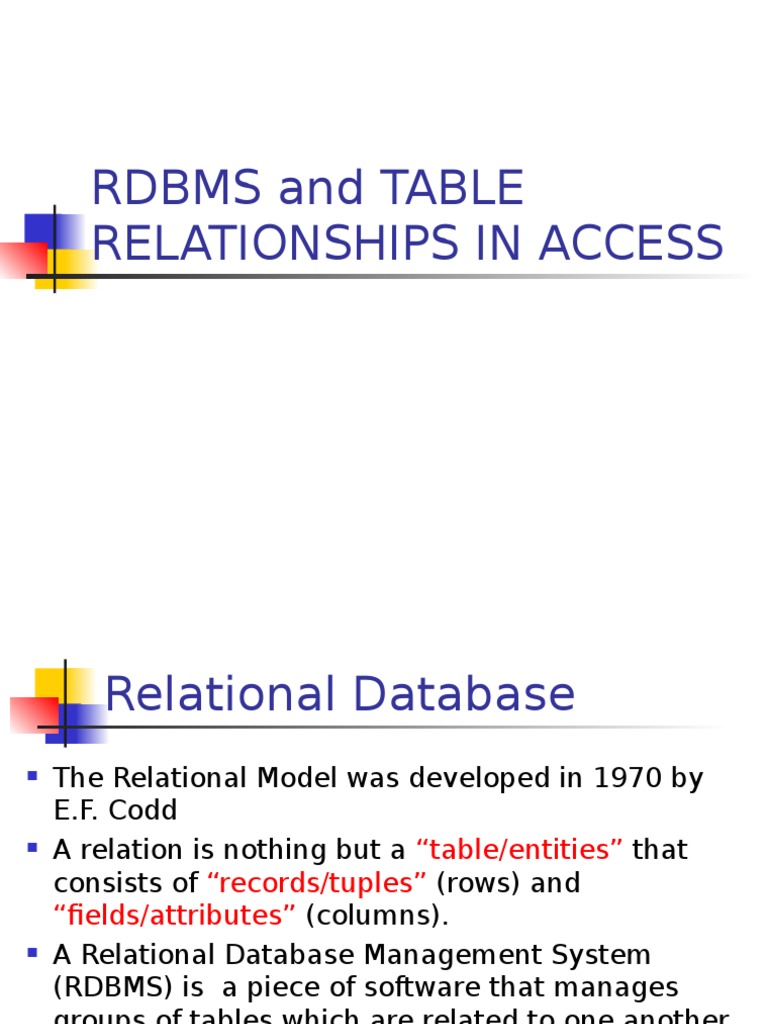 RDBMS and Table Relationships | PDF | Relational Database | Information ...