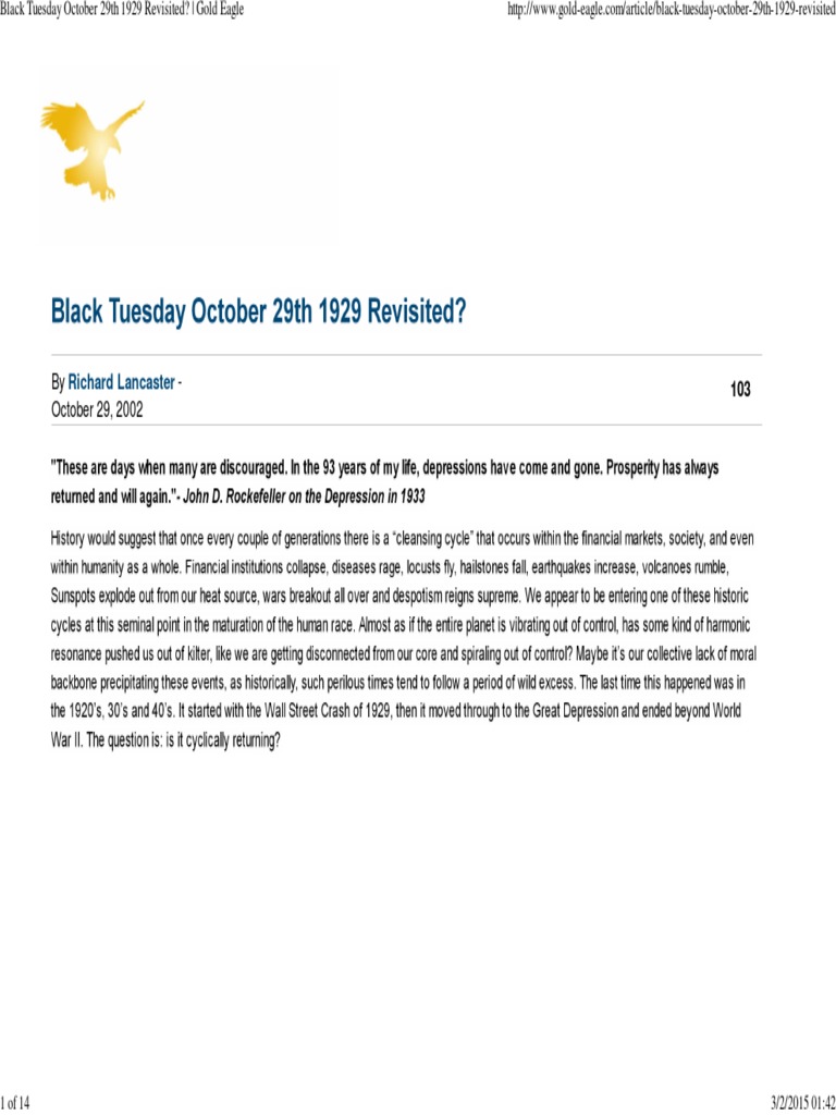 Black Tuesday October 29th 1929 Dow Jones Crash Revisited | PDF | Art