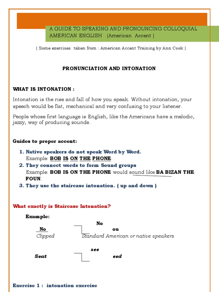 Pronunciation and Intonation Exercise | PDF | Accent (Sociolinguistics ...