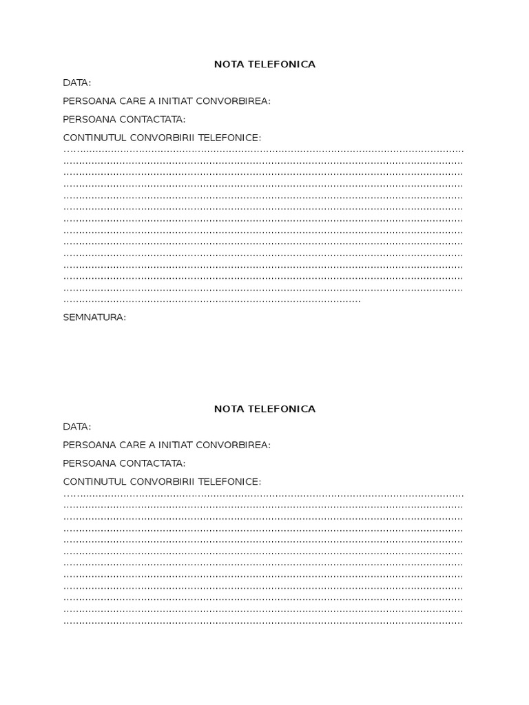 Nota Telefonica | PDF