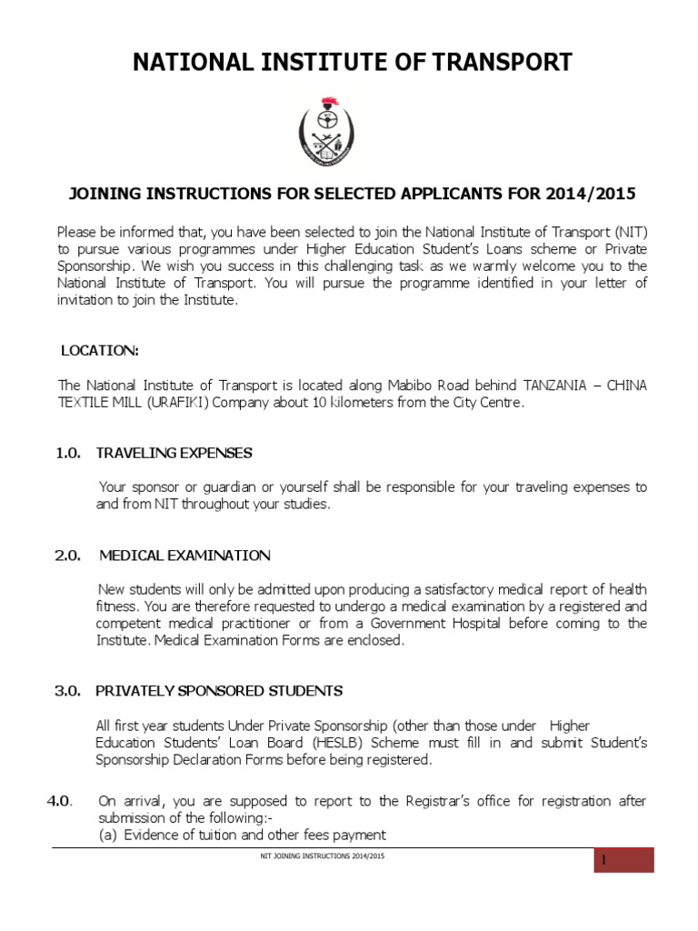 Joining Instructions | PDF | Identity Document | Fee