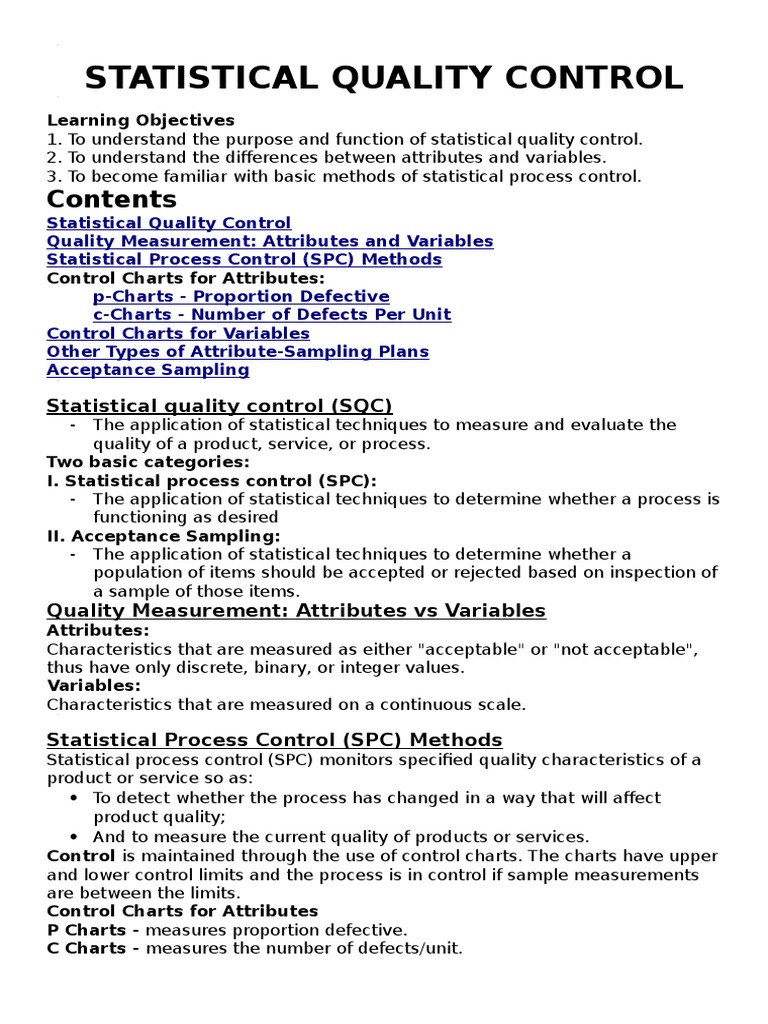 Statistical Quality Control | PDF | Mean | Statistics