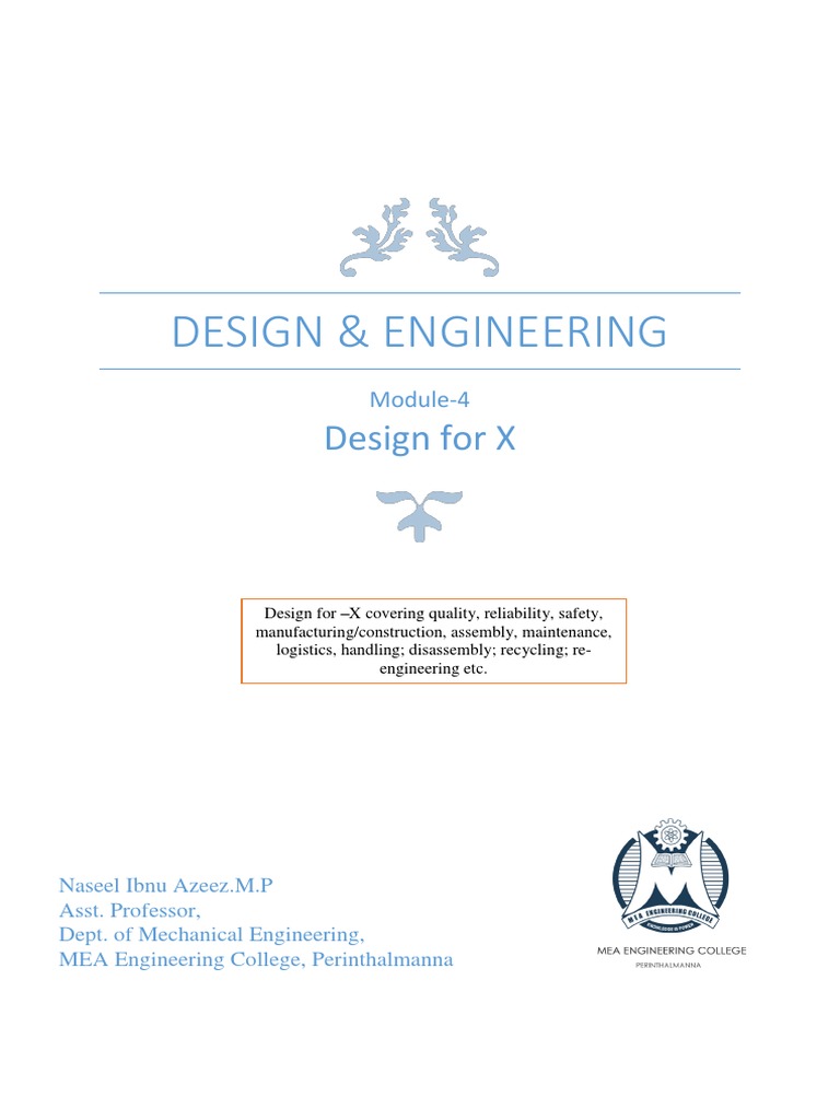 Design For X: Design and Engineering KTU Module-4 | PDF | Reliability ...