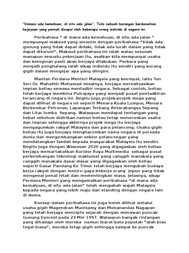 Di Mana Ada Kemahuan, Di Situ Ada Jalan | PDF