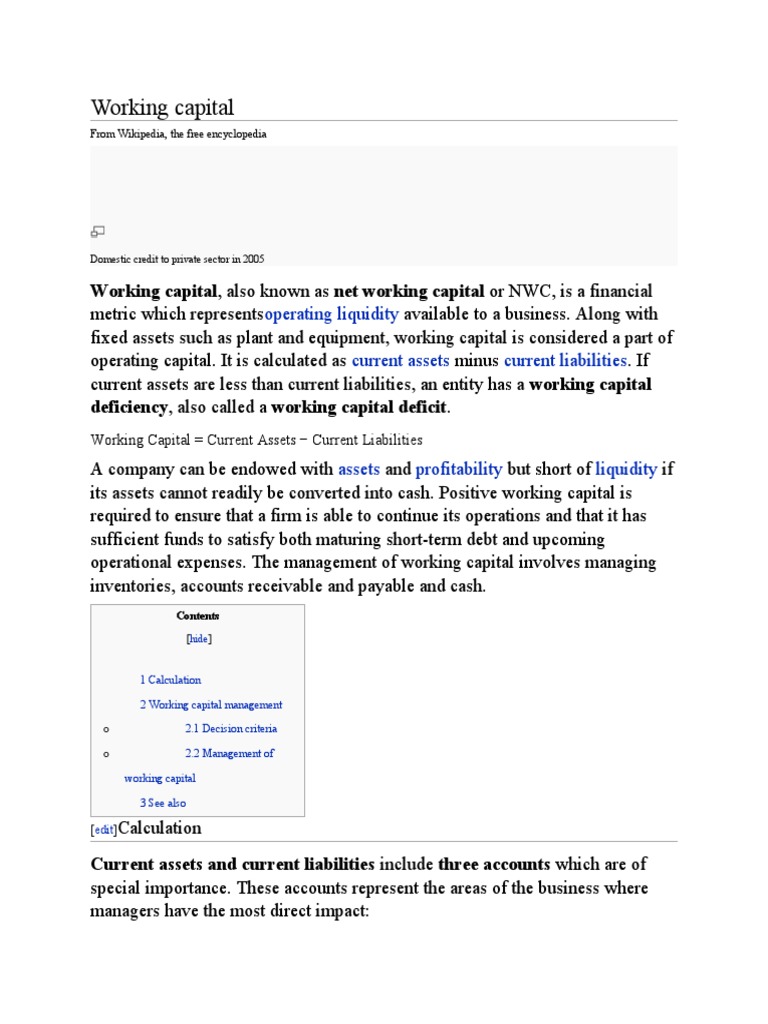 Working Capital: Working Capital, Also Known As Net Working Capital or ...