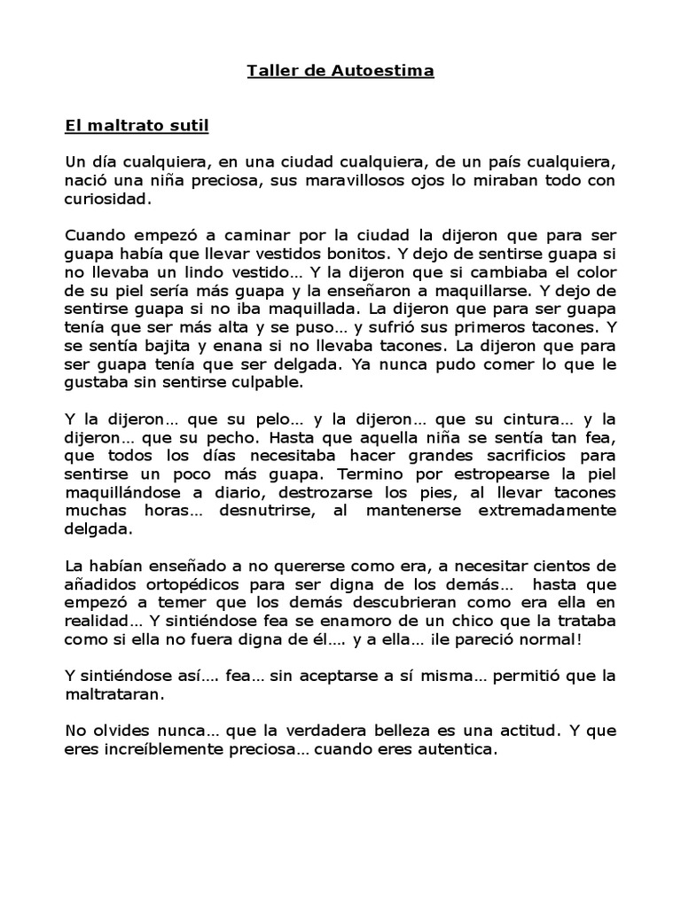 Taller de Autoestima | PDF | Autoestima | Comportamiento