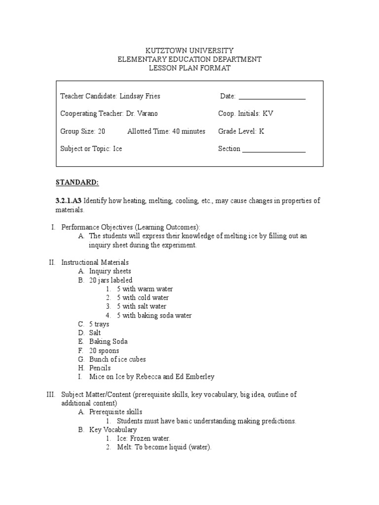Lesson 3 Ice | PDF | Ice | Educational Assessment