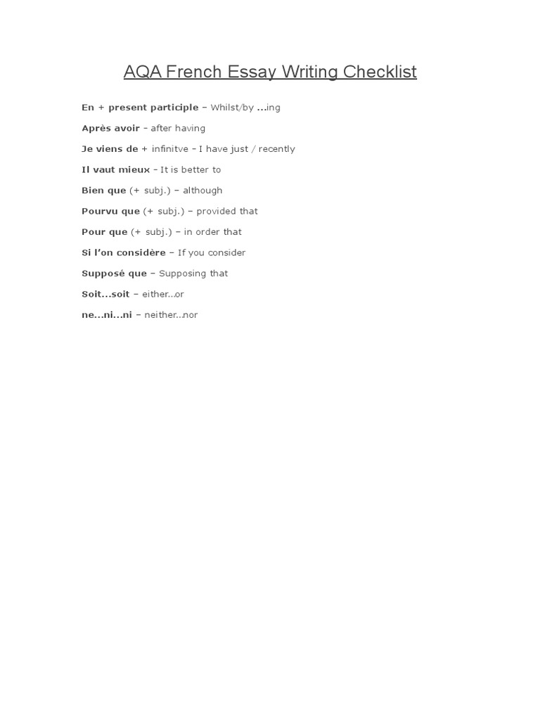 AQA French Essay Writing Tips | PDF
