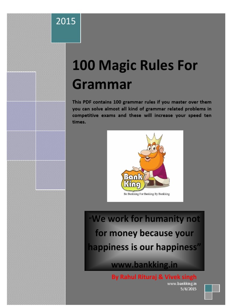 100 Rules of Grammar | PDF | Grammatical Number | Pronoun