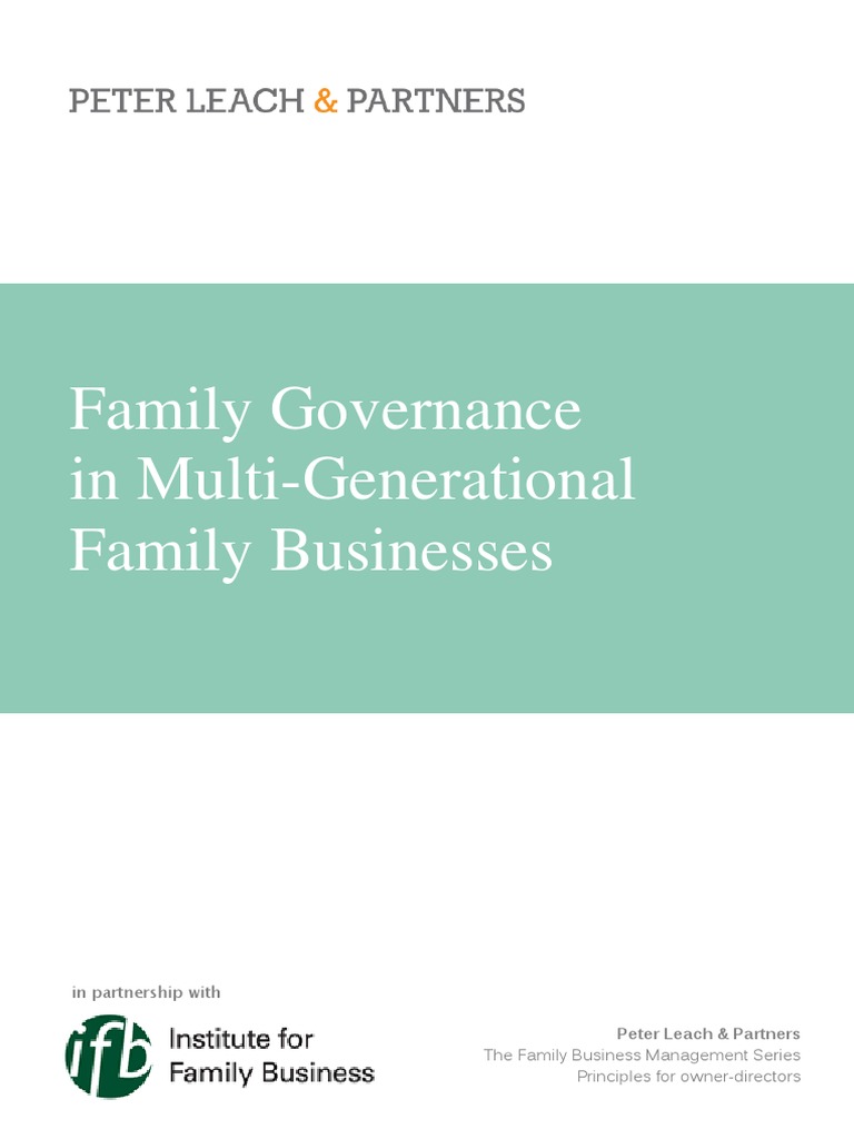 Family Governance in Multi-Generational Family Businesses PDF | PDF ...