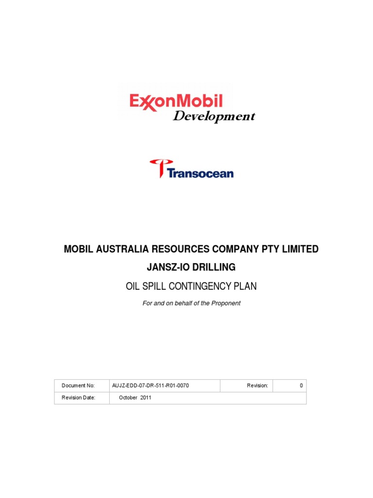 Gorgon Emp Mobil Australia Jansz Io Drilling Oil Spill Contingency Plan ...
