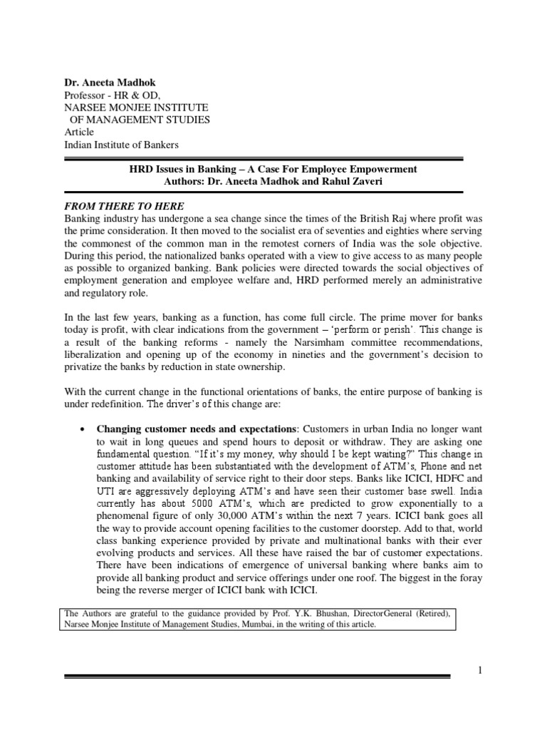 09 HRD Issues in Banking | PDF | Banks | Empowerment