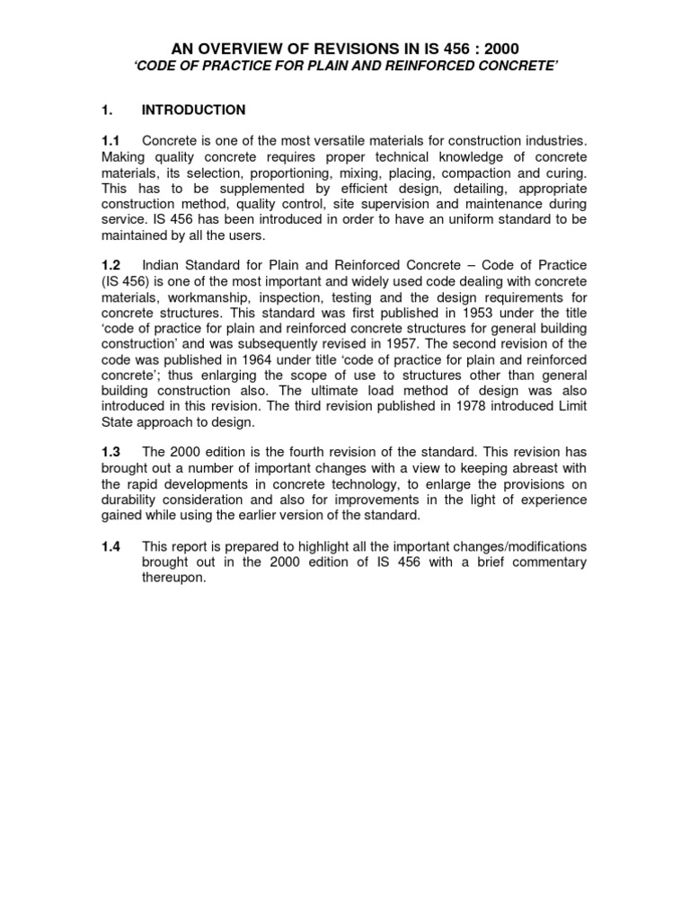 IS 456:2000 Revision Overview | PDF | Concrete | Reinforced Concrete