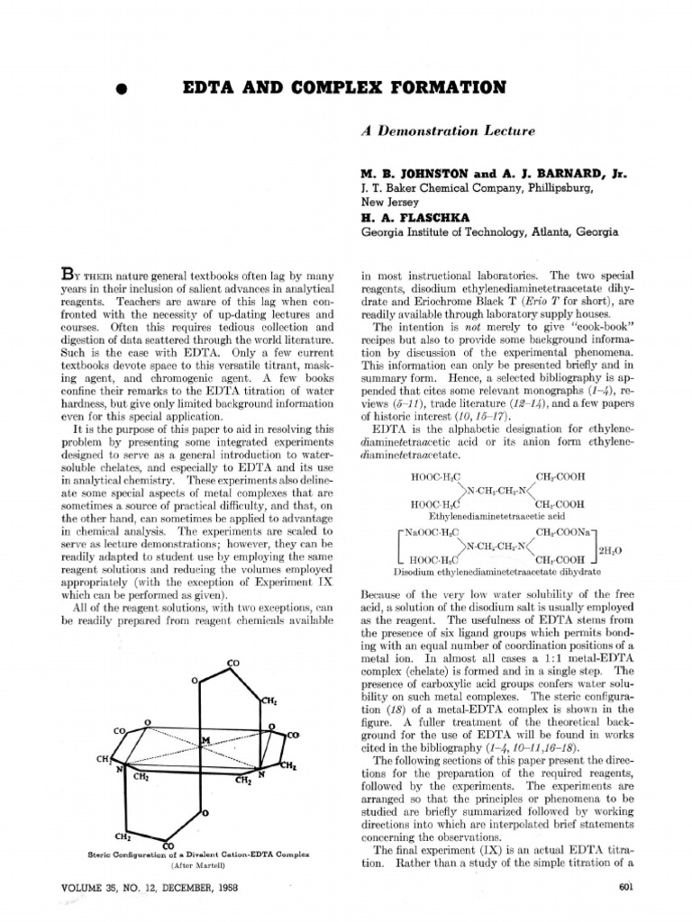 HWCH1y : Edta and Complex Formation | PDF | Ethylenediaminetetraacetic ...