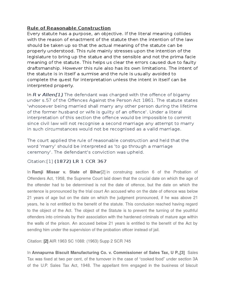 Rule of Reasonable Construction | PDF | Intention (Criminal Law ...