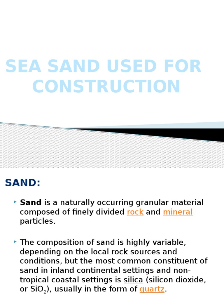 Sea Sand in Construction: Benefits & Risks | PDF | Sand | Silicon Dioxide