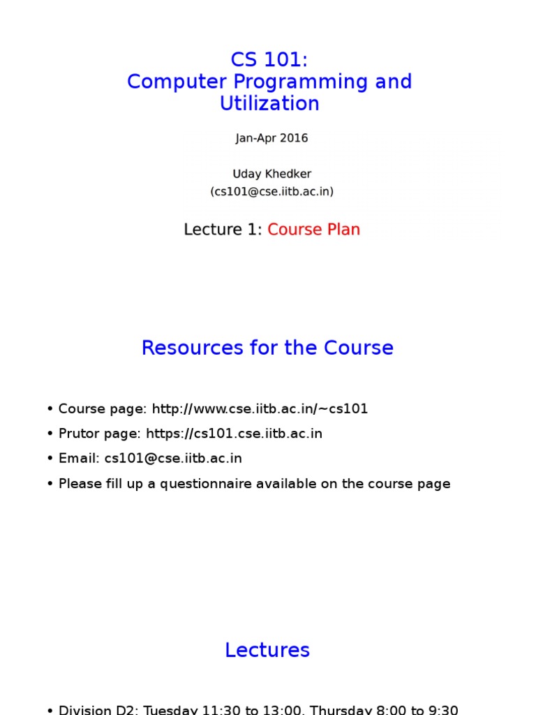 CS 101: Computer Programming and Utilization | PDF | Art