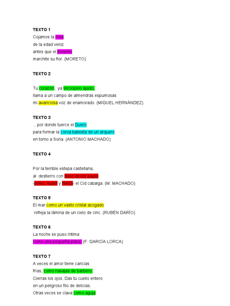 Textos en Verso Para Recursos Literarios