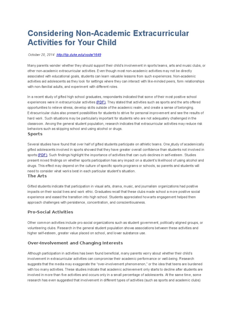 Considering Non-Academic Extracurricular Activities For Your Child 3 1 ...