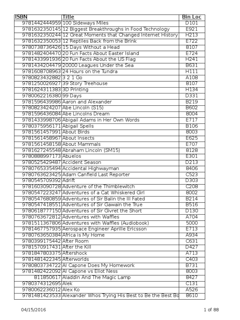 Book Inventory List with ISBNs | PDF | Nature