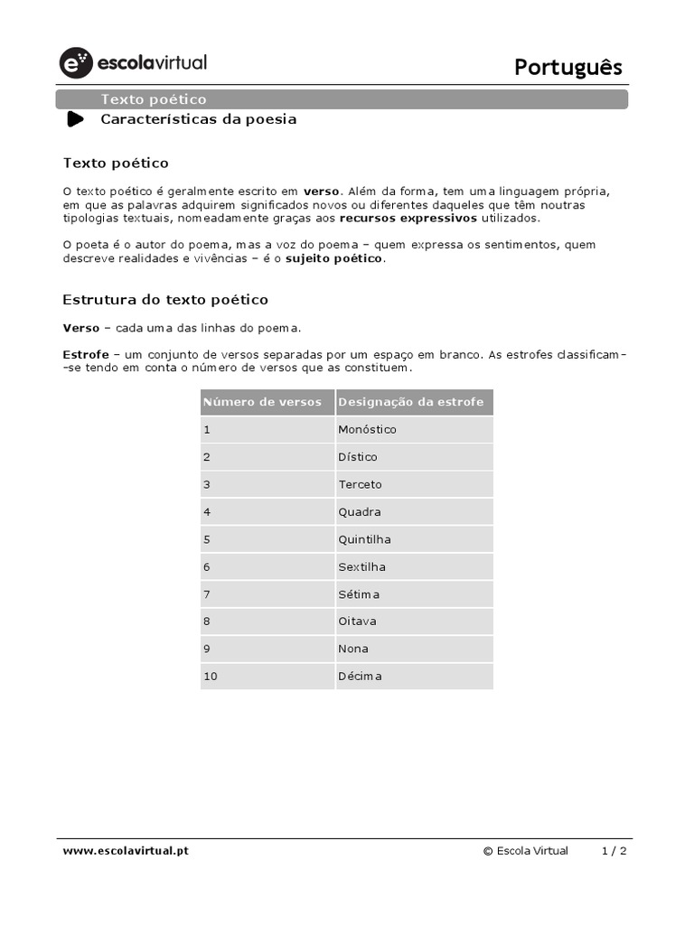 Estrutura e Características do Texto Poético | PDF