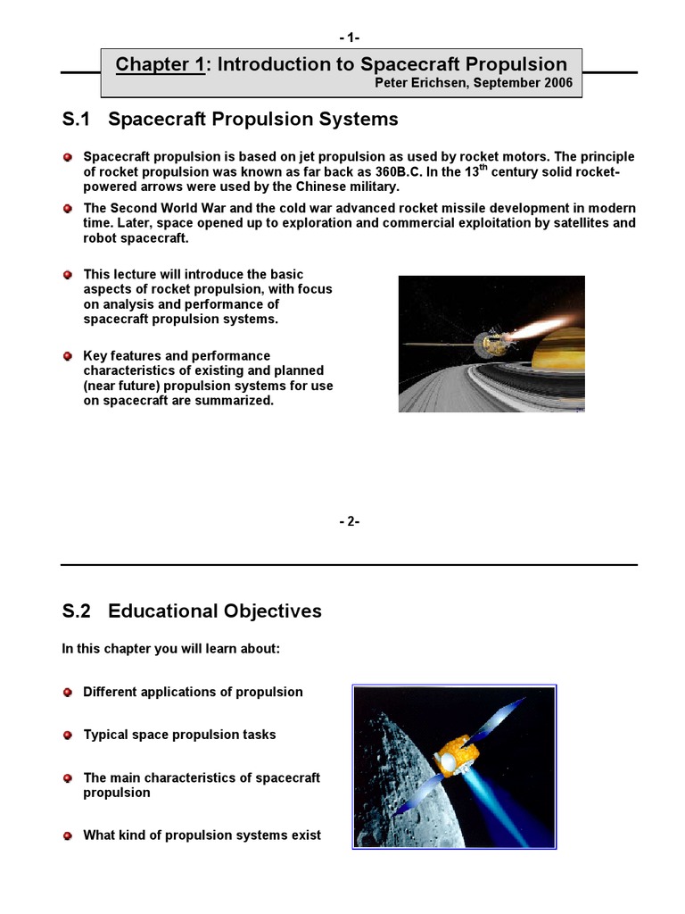Overview of Spacecraft Propulsion Systems | PDF | Spacecraft Propulsion ...