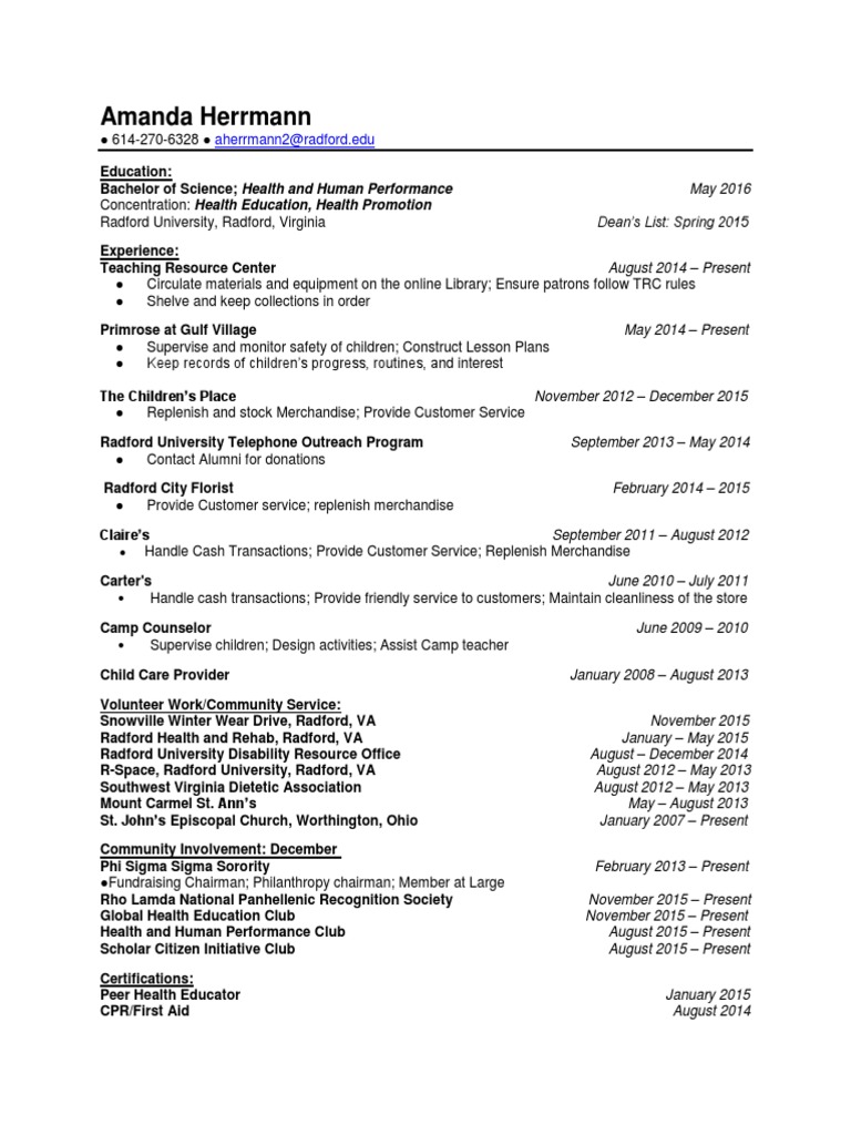 Amanda Herrmann Resume-No Address | PDF | Career & Growth | Business