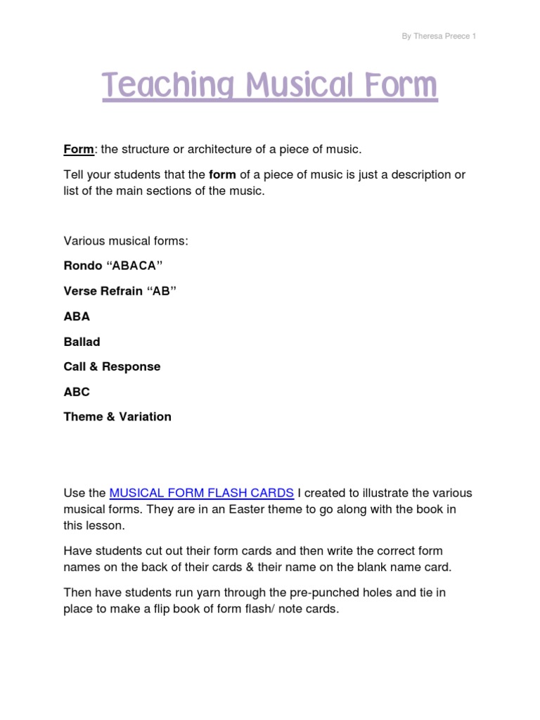 Teaching Rondo Musical Form Activities | PDF | Musical Forms | Wolfgang ...