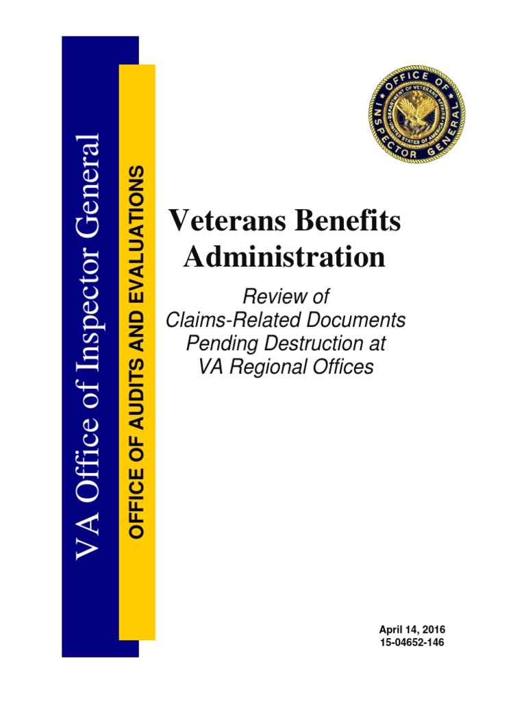 Review of Claims-Related Documents Pending Destruction at VA Regional ...