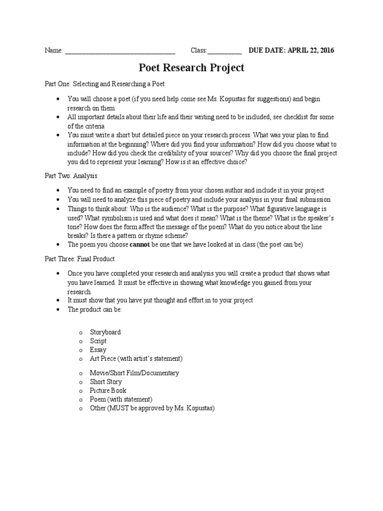 Poet Research Assignment | PDF | Poetry | Cognitive Science