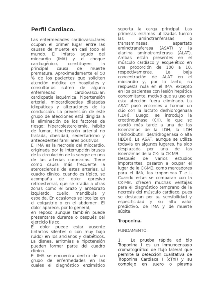 Perfil Cardiaco | PDF | Infarto de miocardio | Medicina