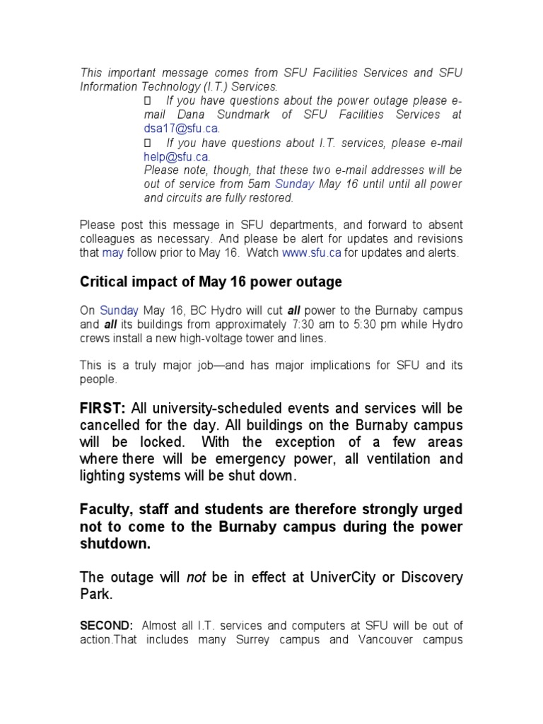Power Outage Notification | PDF | Information Technology | Schools