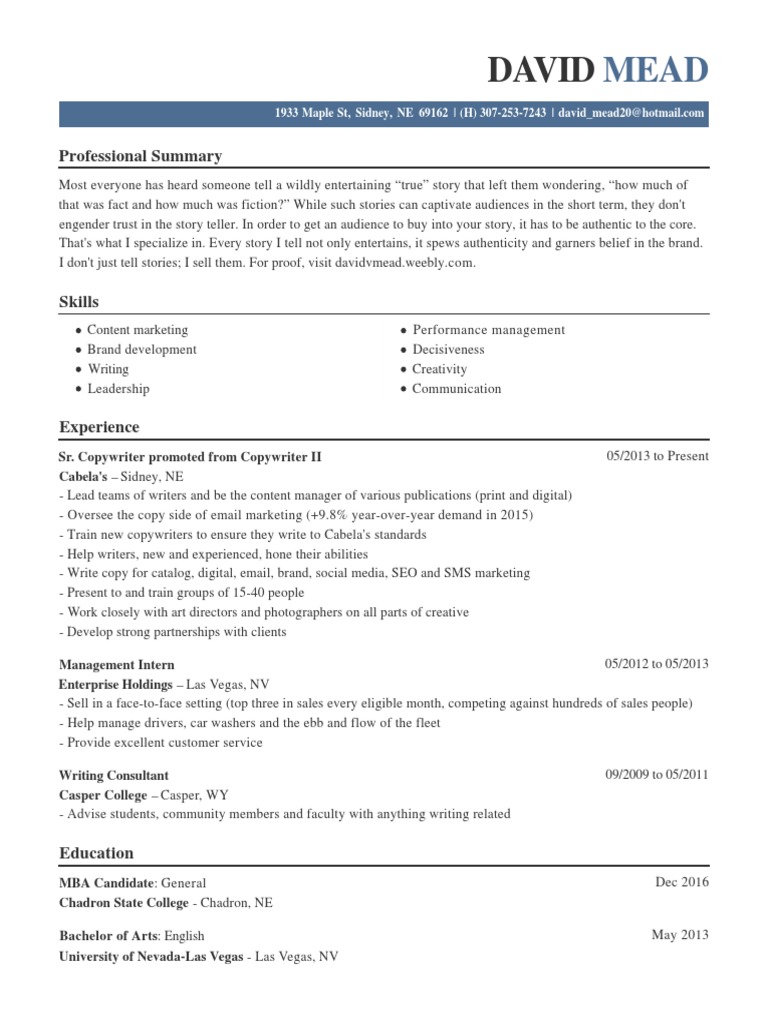 David Mead Resume | PDF