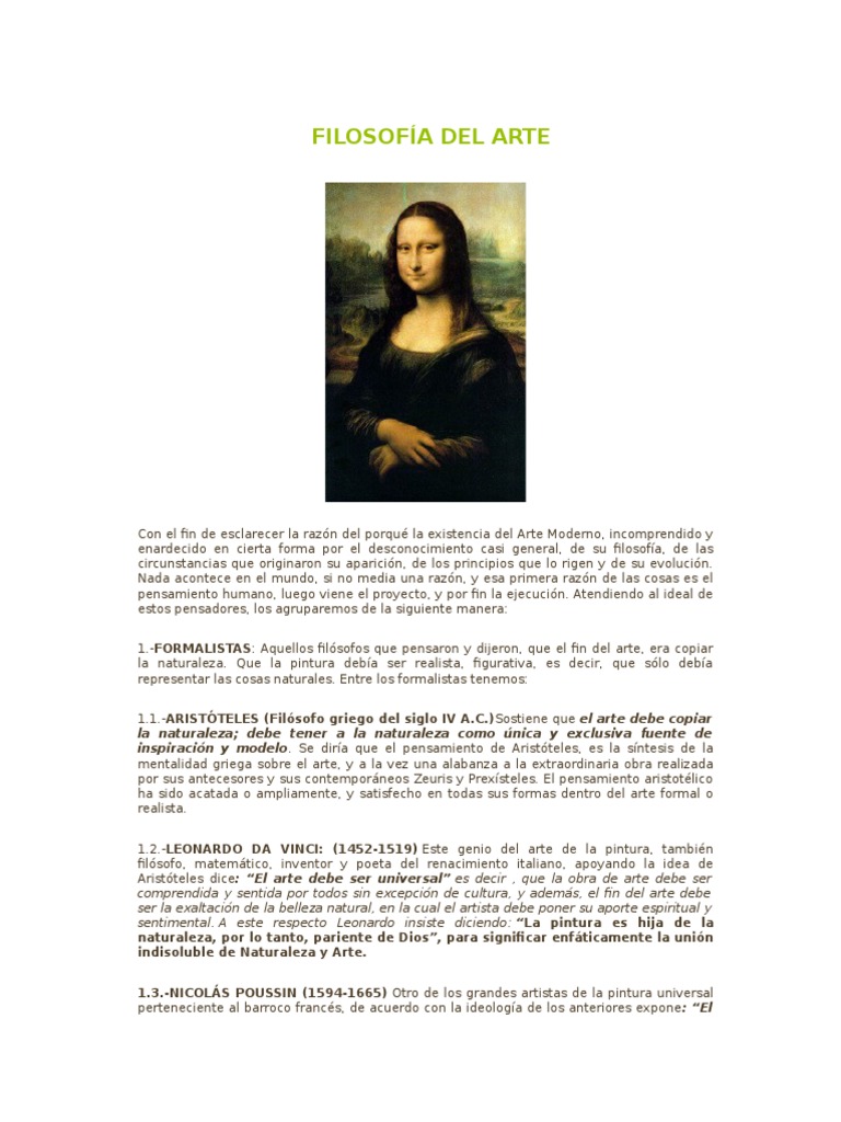 Filosofía Del Arte | PDF | Aristóteles | Razón