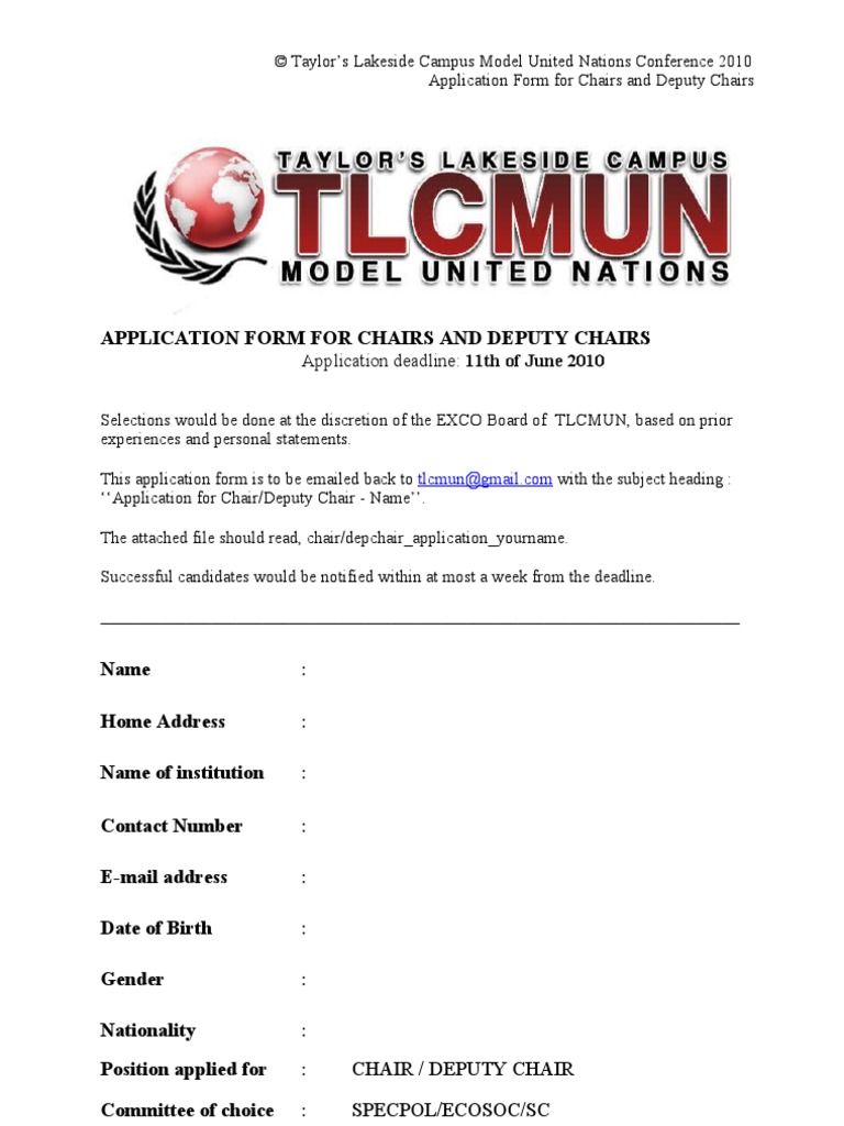 Application Forms - Chairs and Deputy Chairs | PDF | Career & Growth