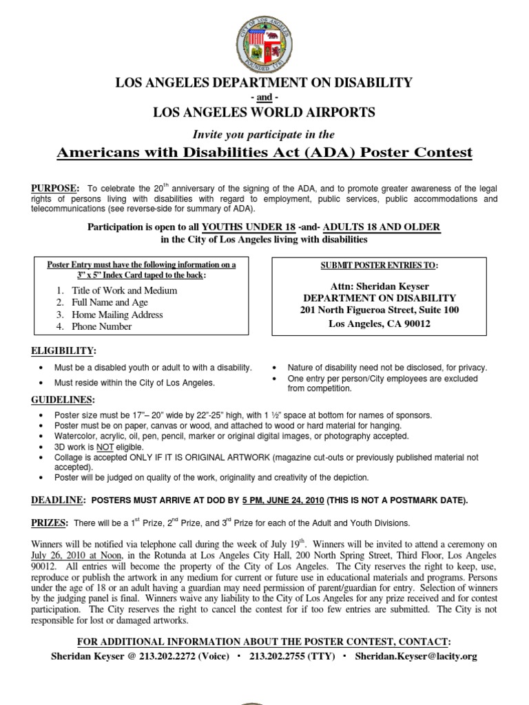 PDF Poster Contest | Americans With Disabilities Act Of 1990 | Disability