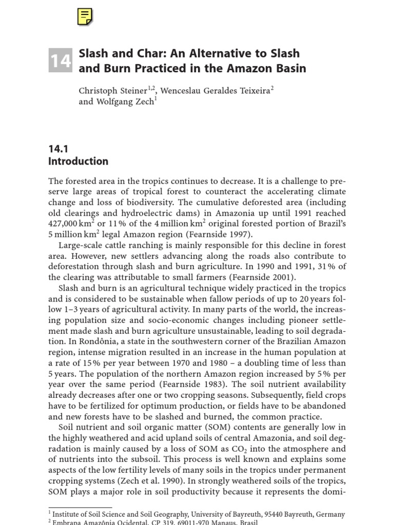 Slash and Char - An Alternative To Slash and Burn Practiced in The ...