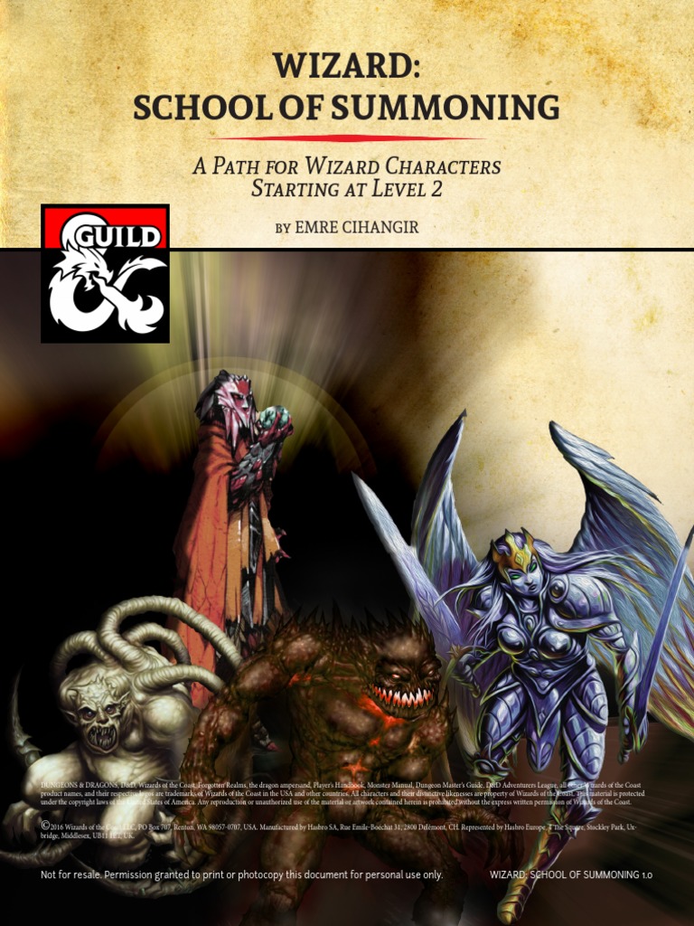 Wizard Path School of Summoning 5e | PDF | Dungeons & Dragons | Wizards ...