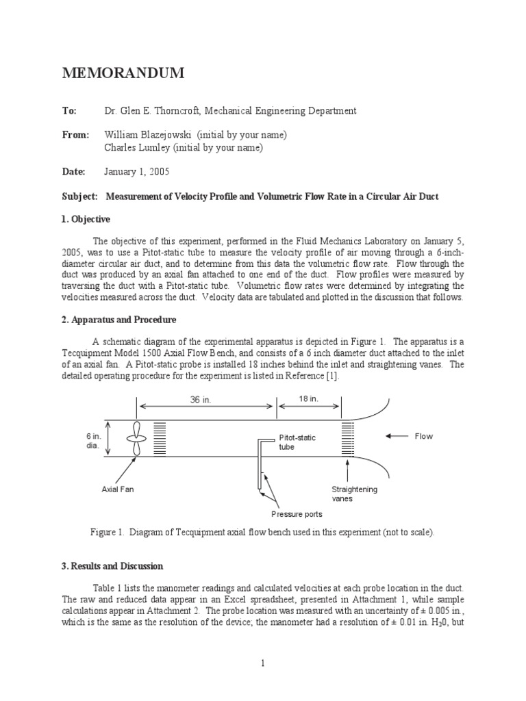 Sample Pitometer Lab and Write Up Data | PDF | Fluid Mechanics | Mechanics