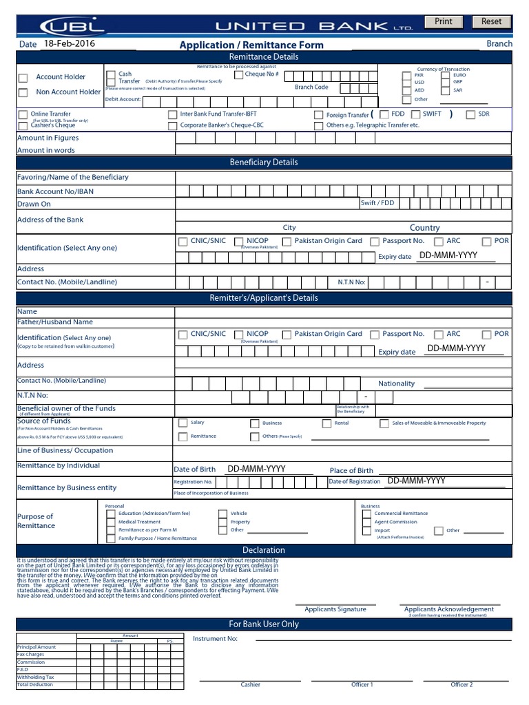 UBL Form | PDF | Cheque | Cashier's Check