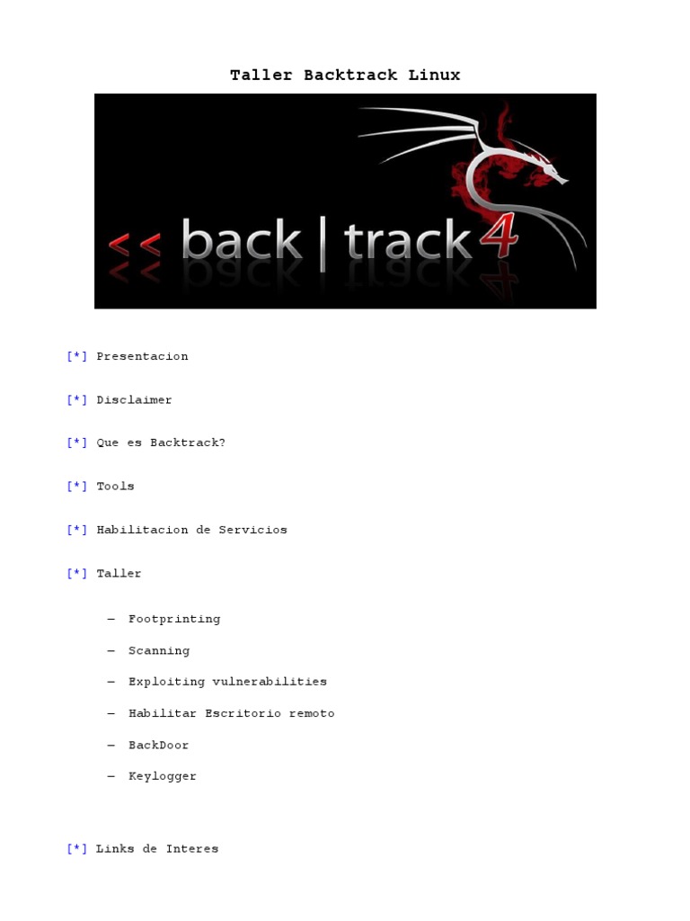 Taller Backtrack | Descargar gratis PDF | Red de computadoras | Microsoft Windows