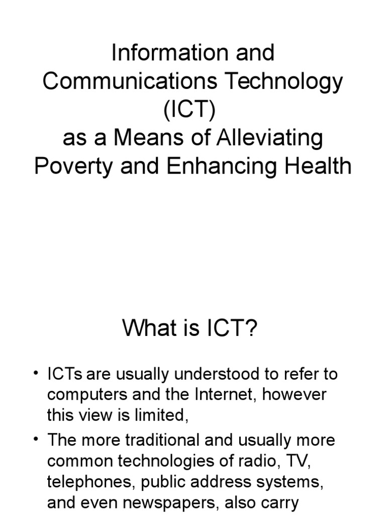ICT's Role in Poverty and Health Improvement | PDF | Poverty | Poverty ...
