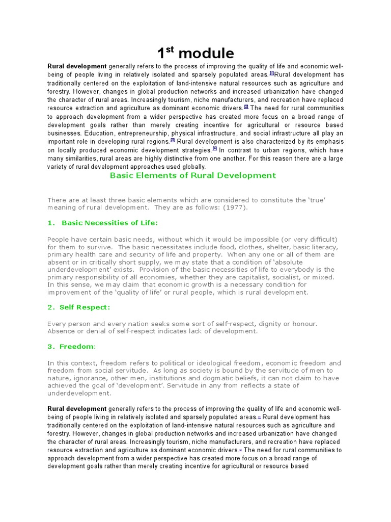 Key Elements of Rural Development | PDF