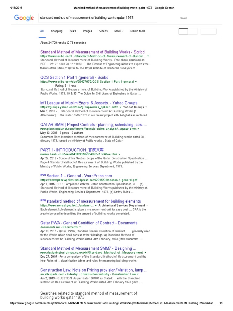 Standard Method of Measurement of Building Works Qatar 1973 - Google ...