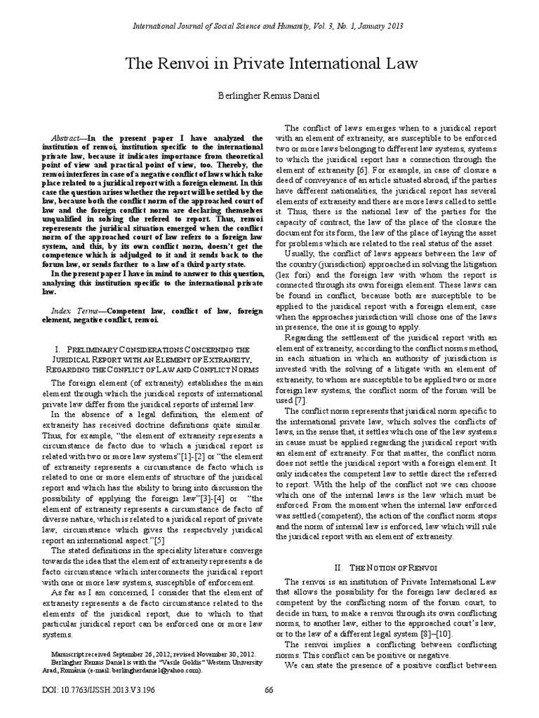 Understanding Renvoi in Private Law | PDF | Jurisprudence | Judiciaries