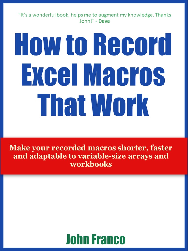 How To Record Excel Macros That Work | PDF | Macro (Computer Science ...